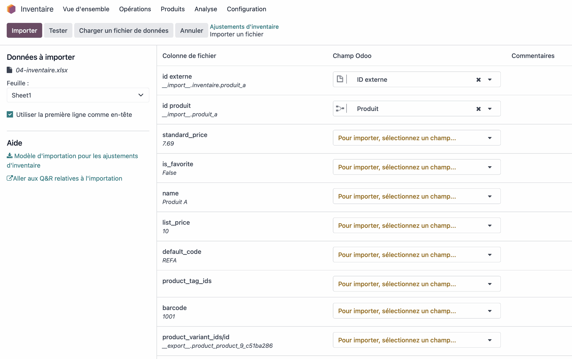 Comment faire sont inventaire avec Odoo?